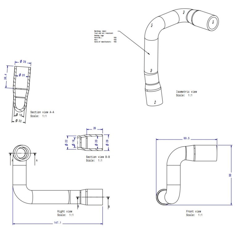 Silicone Hose Drawing - HOTOP Silicone Hose Factory